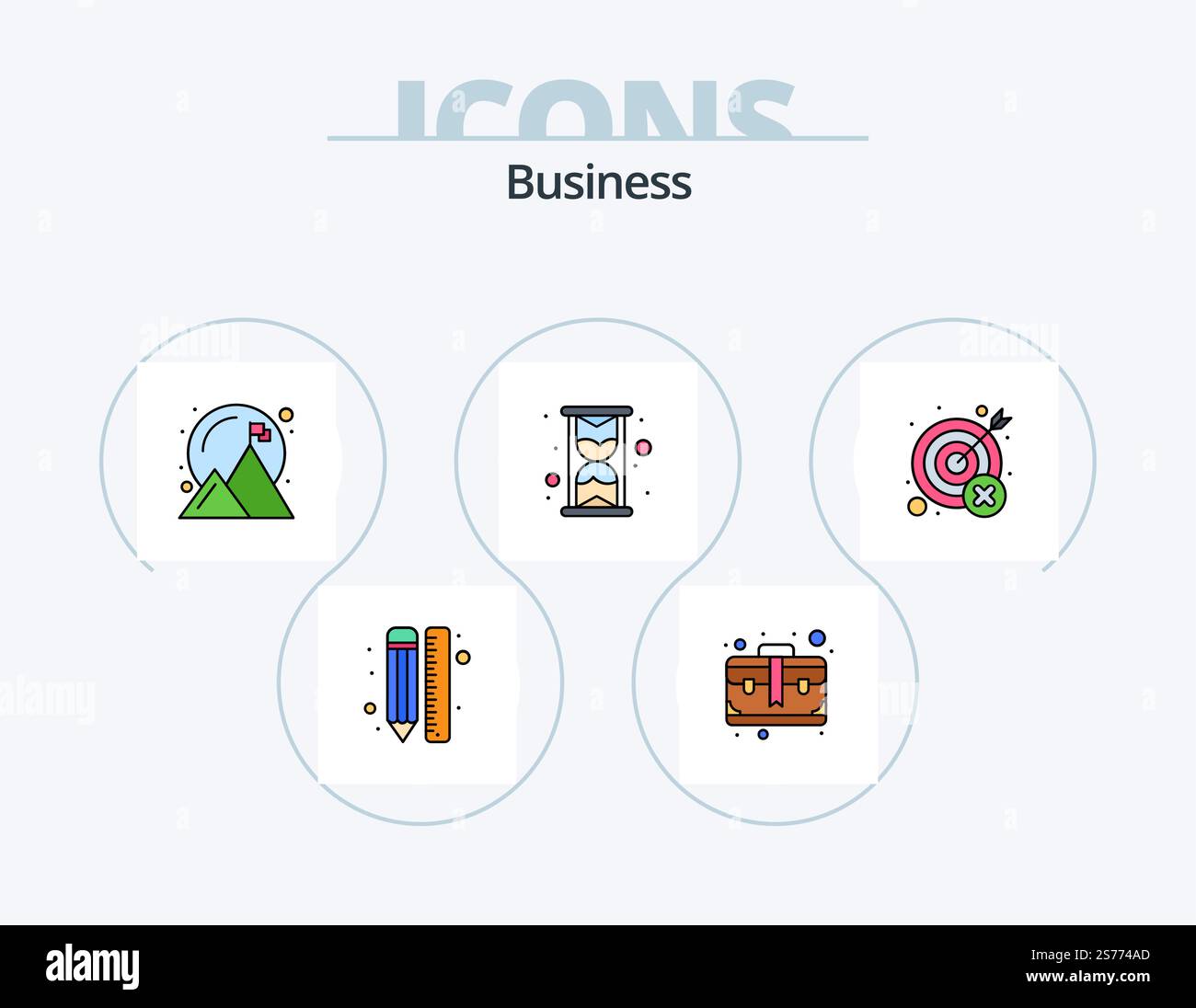 Business Line Filled Icon Pack 5 Icon Design. report. graph. achievement. browser. money Stock ...