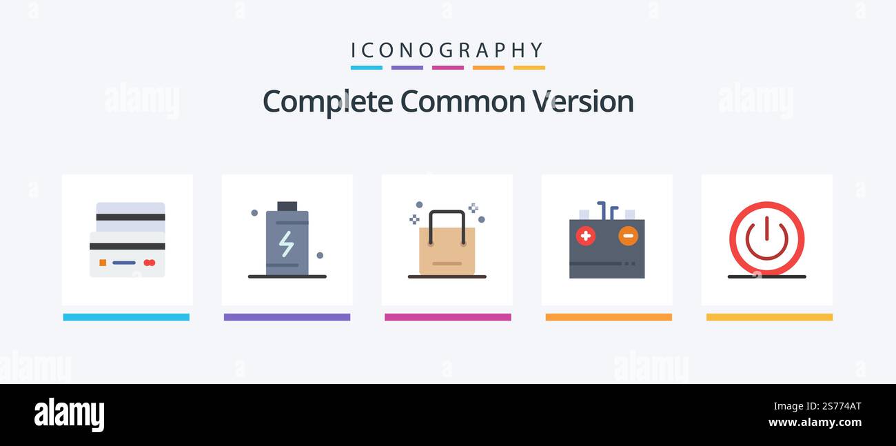 Complete Common Version Flat 5 Icon Pack Including charging. battery. charging. shopping ...