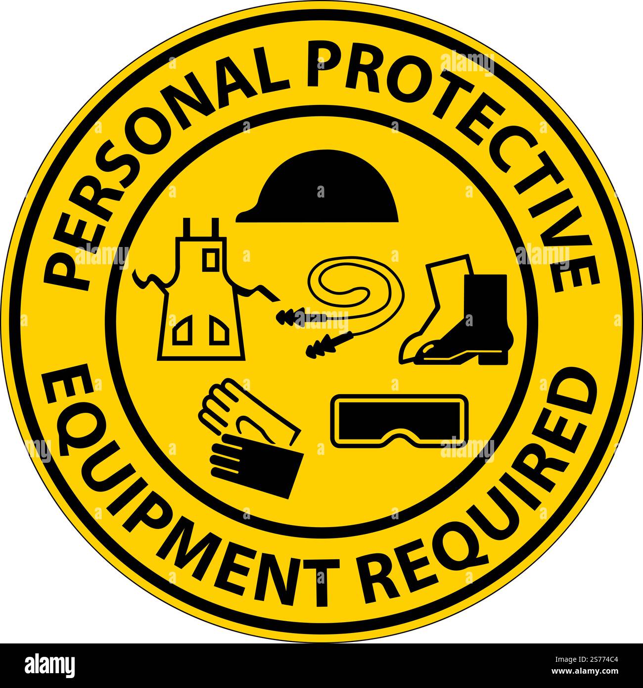 Floor Sign, Personal Protective Equipment Required Stock Vector Image ...