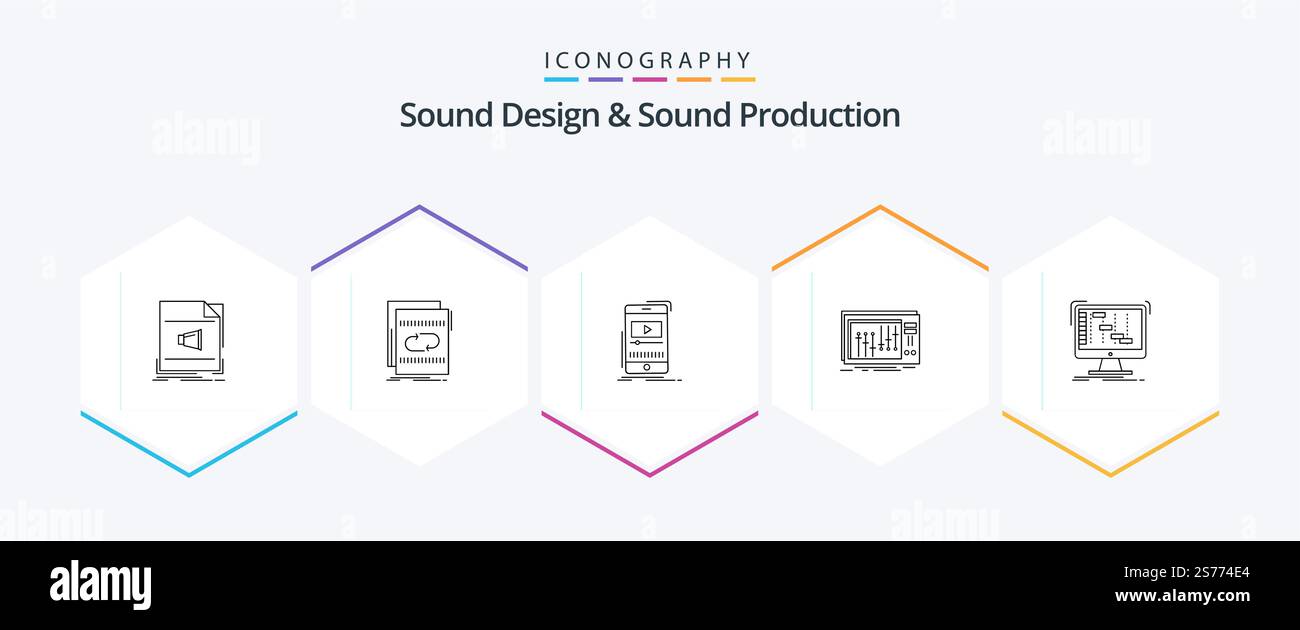 Sound Design And Sound Production 25 Line icon pack including mixer ...
