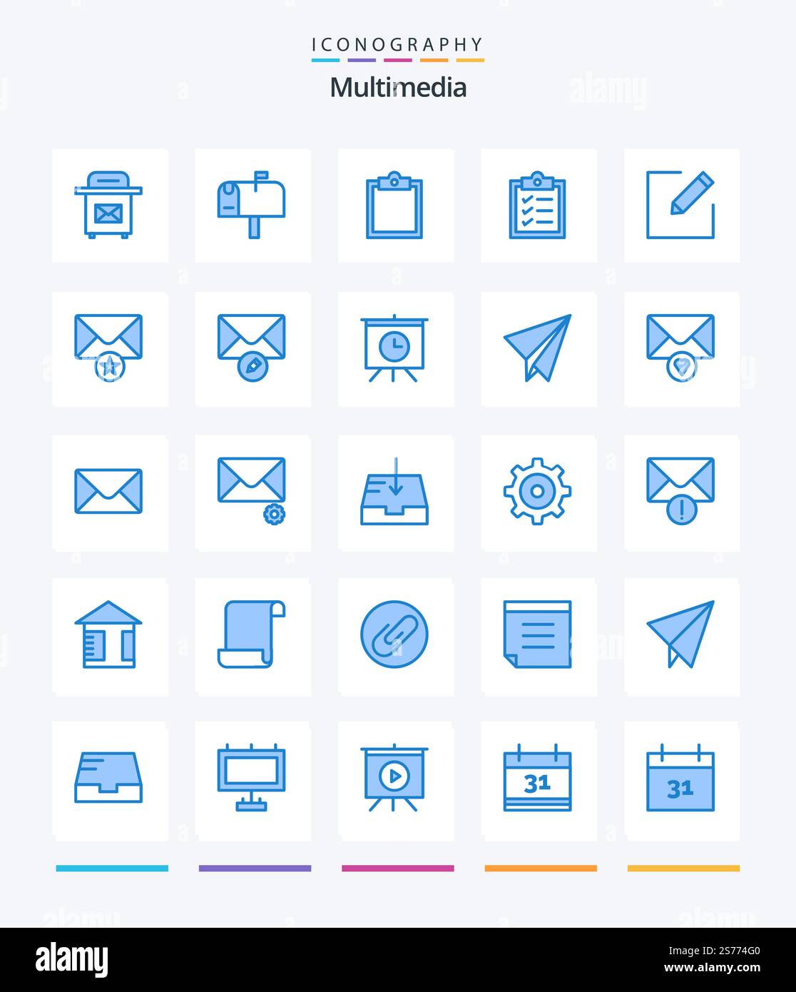 Creative Multimedia 25 Blue icon pack Such As write. mail. tasks. star ...