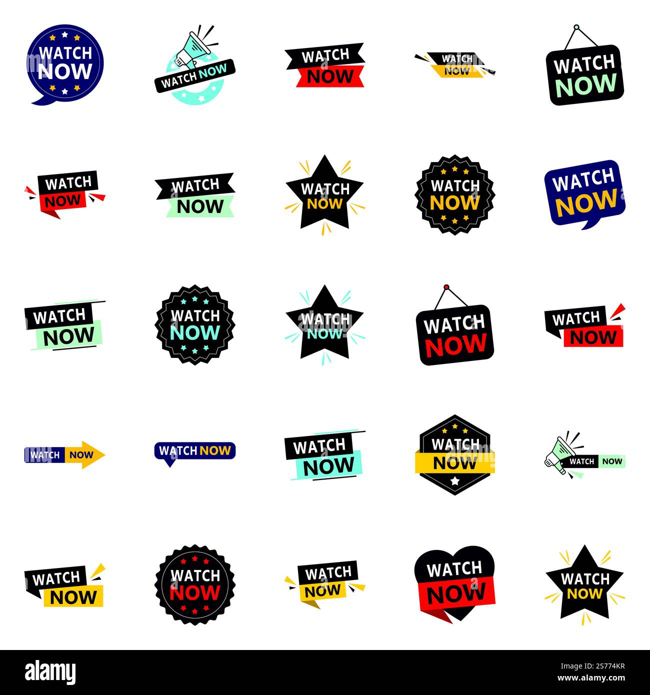 25 Eye-catching Watch Now Banners to Grab Attention Stock Vector Image ...