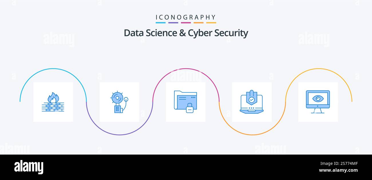 Data Science And Cyber Security Blue 5 Icon Pack Including internet ...