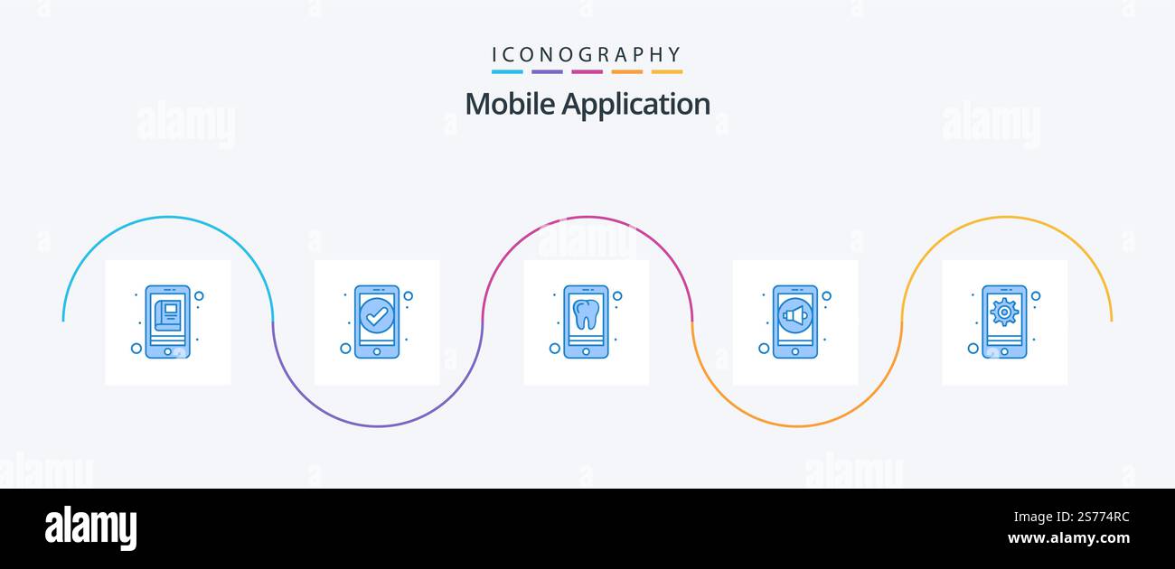 Mobile Application Blue 5 Icon Pack Including mobile. app. control ...