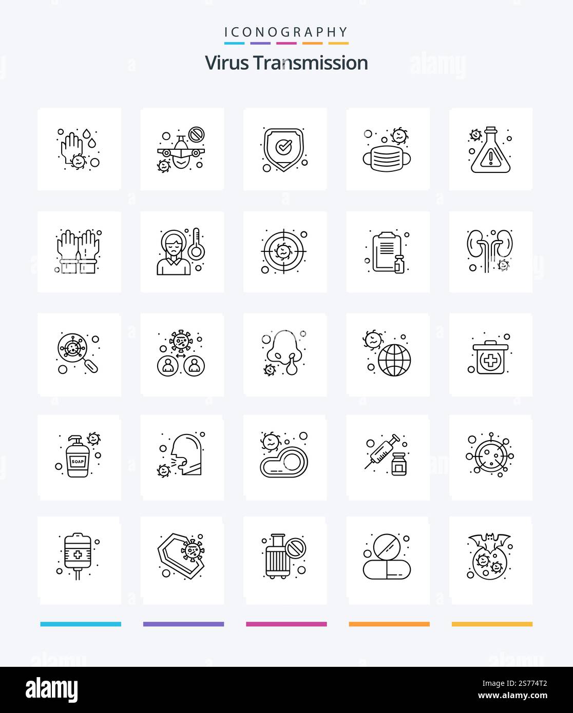 Creative Virus Transmission 25 OutLine icon pack Such As lab. safety ...