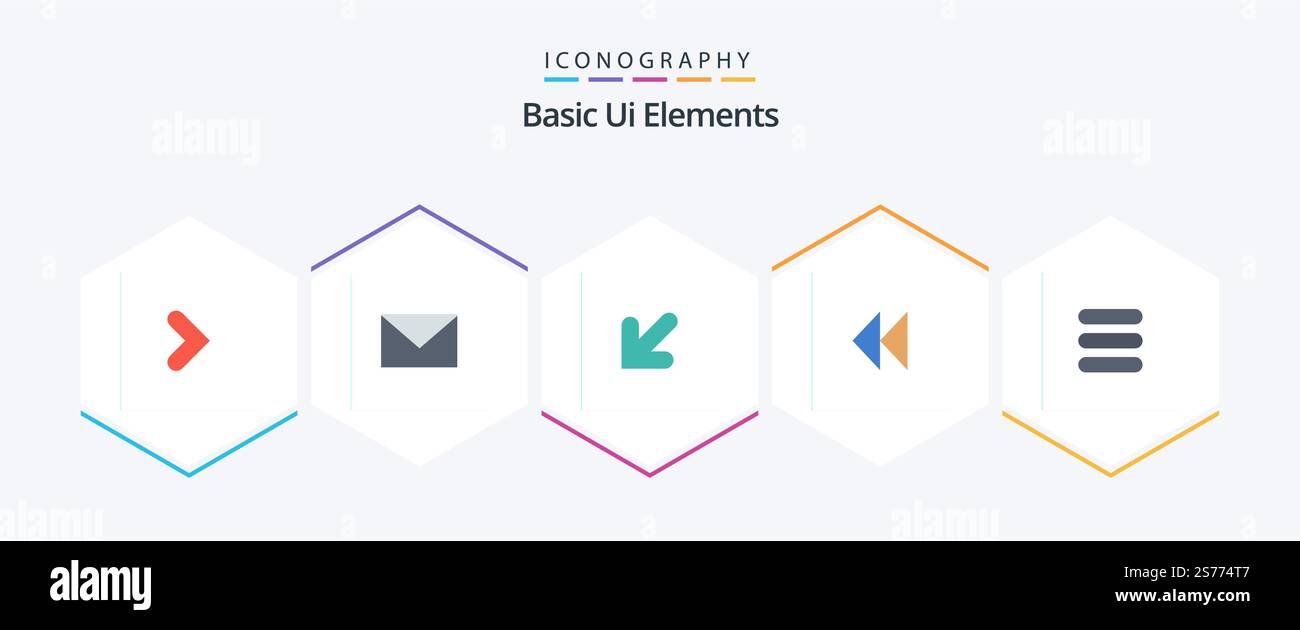 Basic Ui Elements 25 Flat icon pack including task. video. arrow. revind. control Stock Vector ...