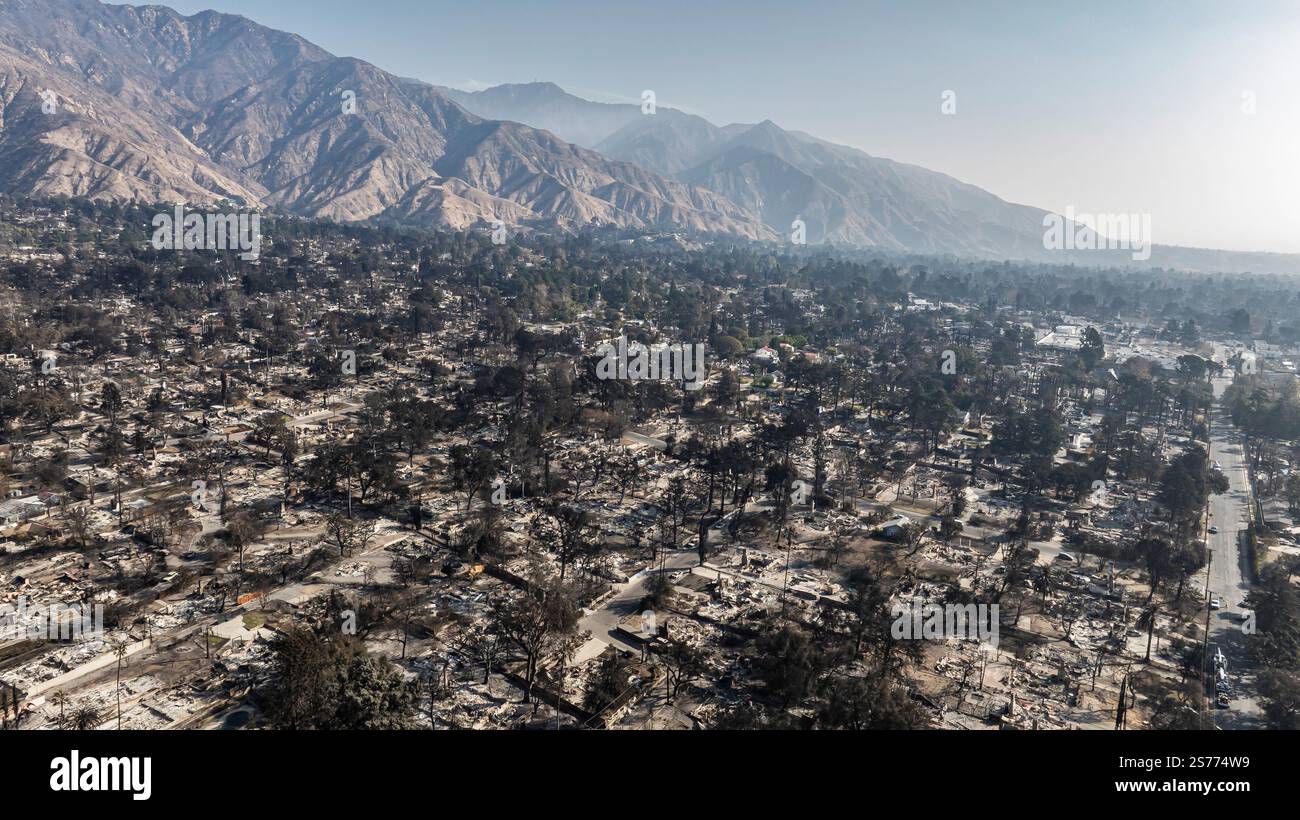 Altadena, United States. 18th Jan, 2025. Drone view of the community of ...
