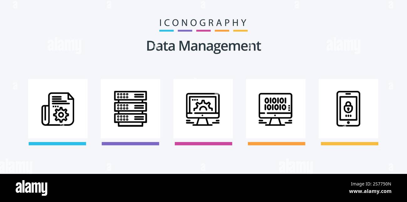 Data Management Line 5 Icon Pack Including pass. puzzle. check. jigsaw. list. Creative Icons ...