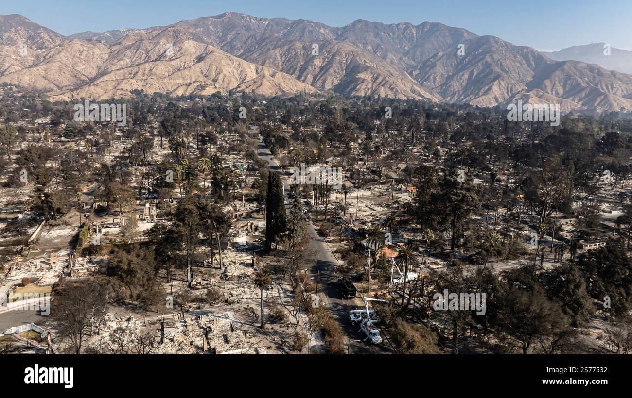 Altadena, United States. 18th Jan, 2025. Drone view of the community of ...