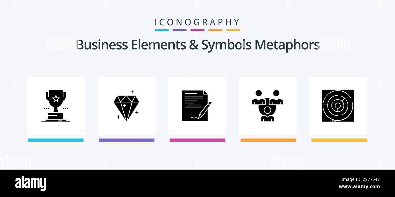 Business Elements And Symbols Metaphors Glyph 5 Icon Pack Including ...