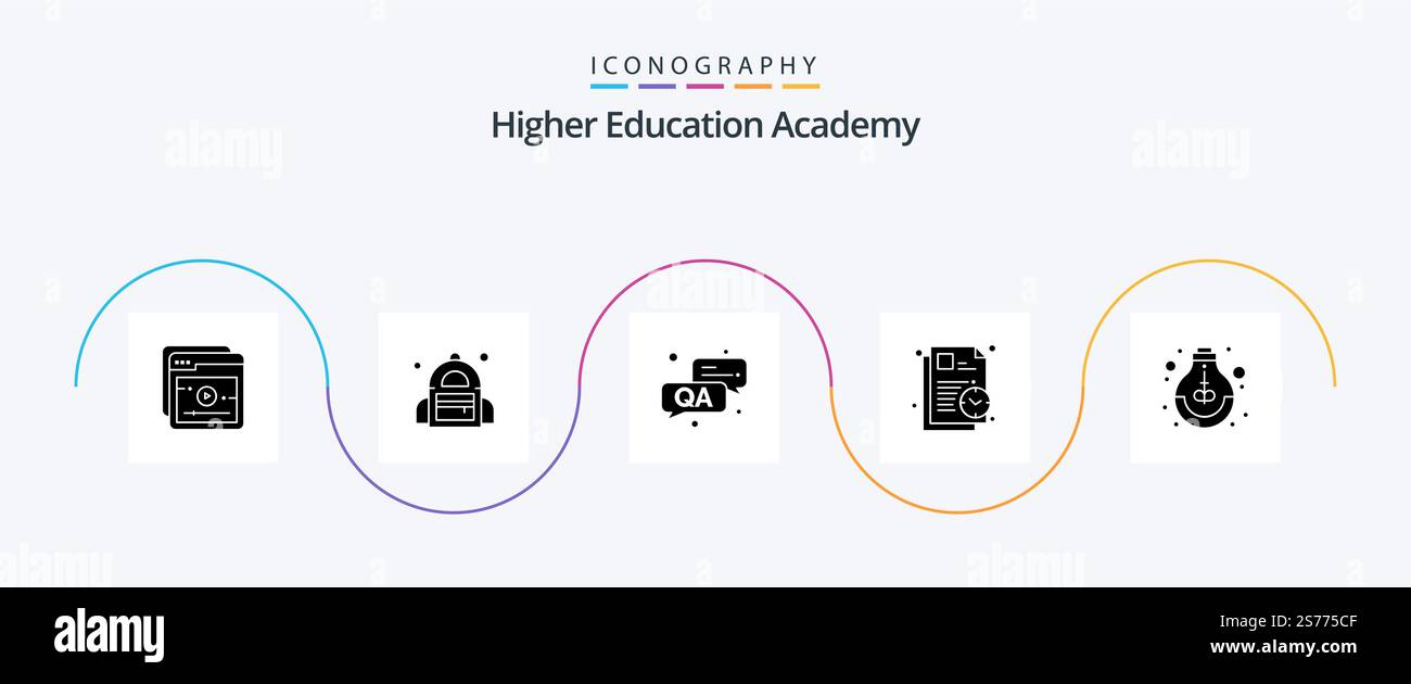 Academy Glyph 5 Icon Pack Including study. idea. question. growth. time ...