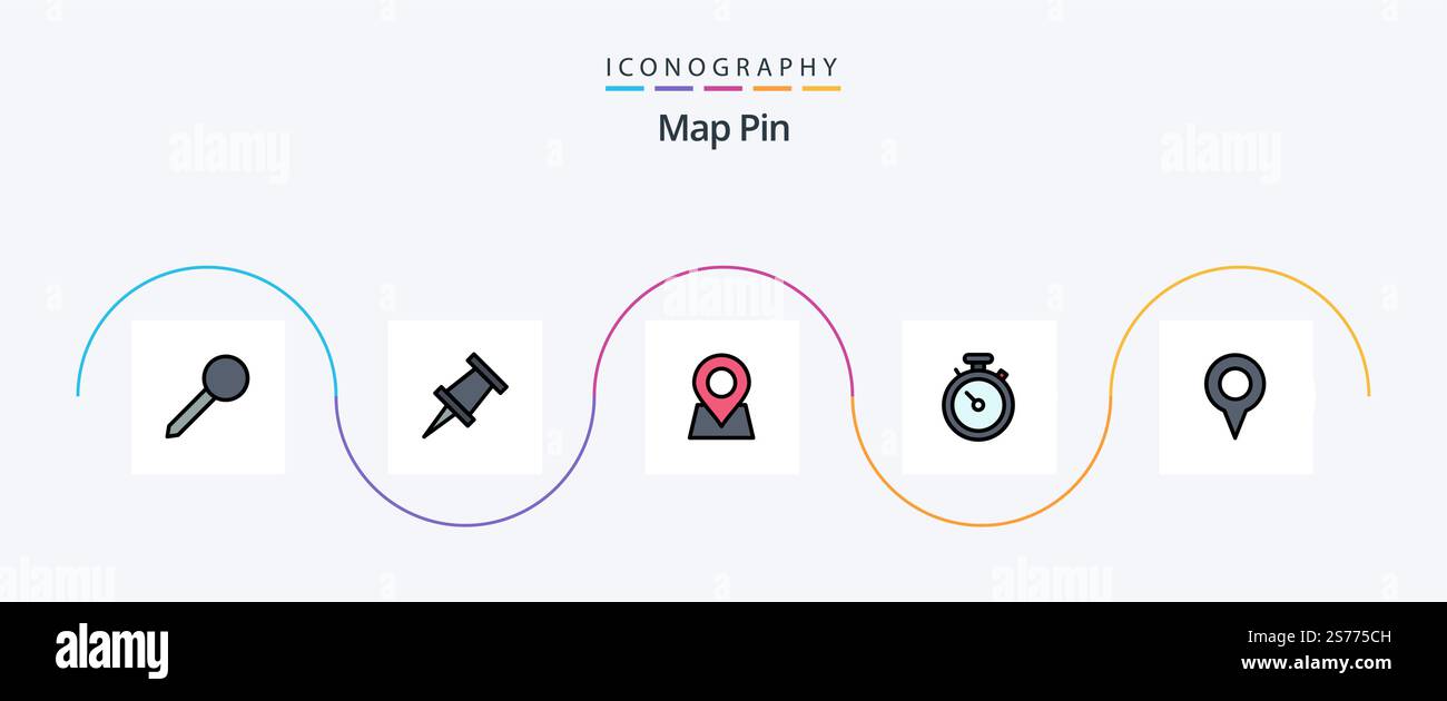 Map Pin Line Filled Flat 5 Icon Pack Including pin. location. marker ...