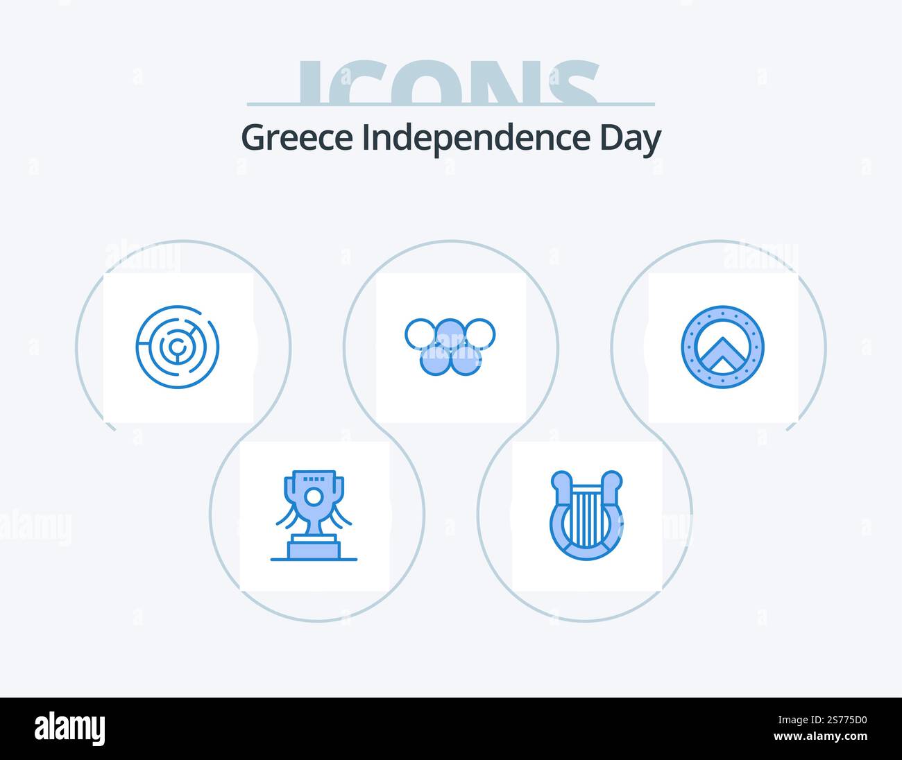 Greece Independence Day Blue Icon Pack 5 Icon Design. seurity. olympic ...