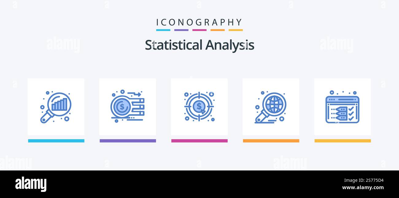 Statistical Analysis Blue 5 Icon Pack Including web. development. money ...
