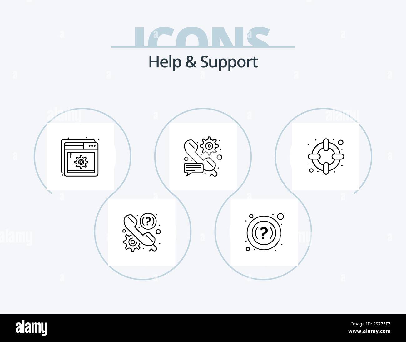 Help And Support Line Icon Pack 5 Icon Design. service. faq. content ...