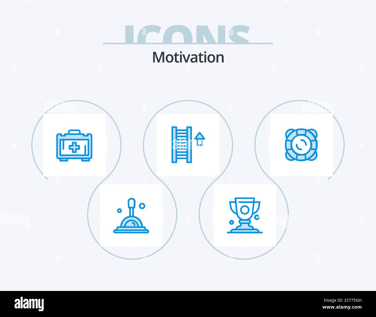 Motivation Blue Icon Pack 5 Icon Design. float. safety. health bag ...