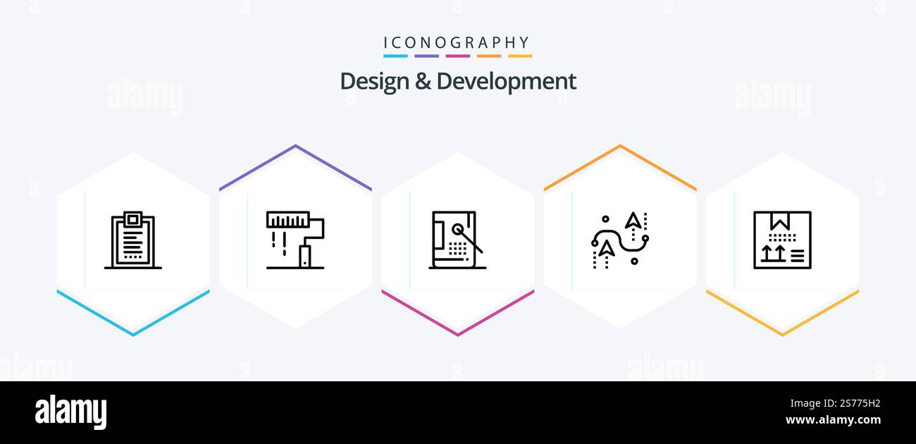 Design and Development 25 Line icon pack including design. coding. paint. paint. design Stock ...