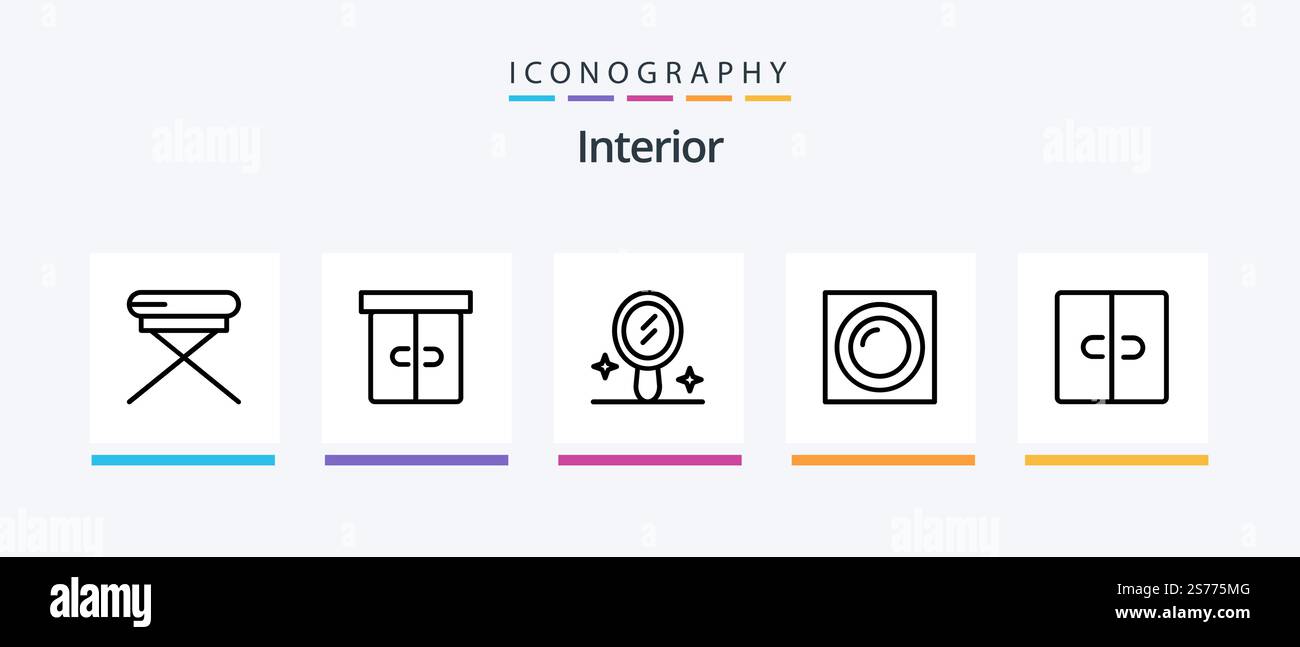 Interior Line 5 Icon Pack Including . furniture. mirror. drawer ...