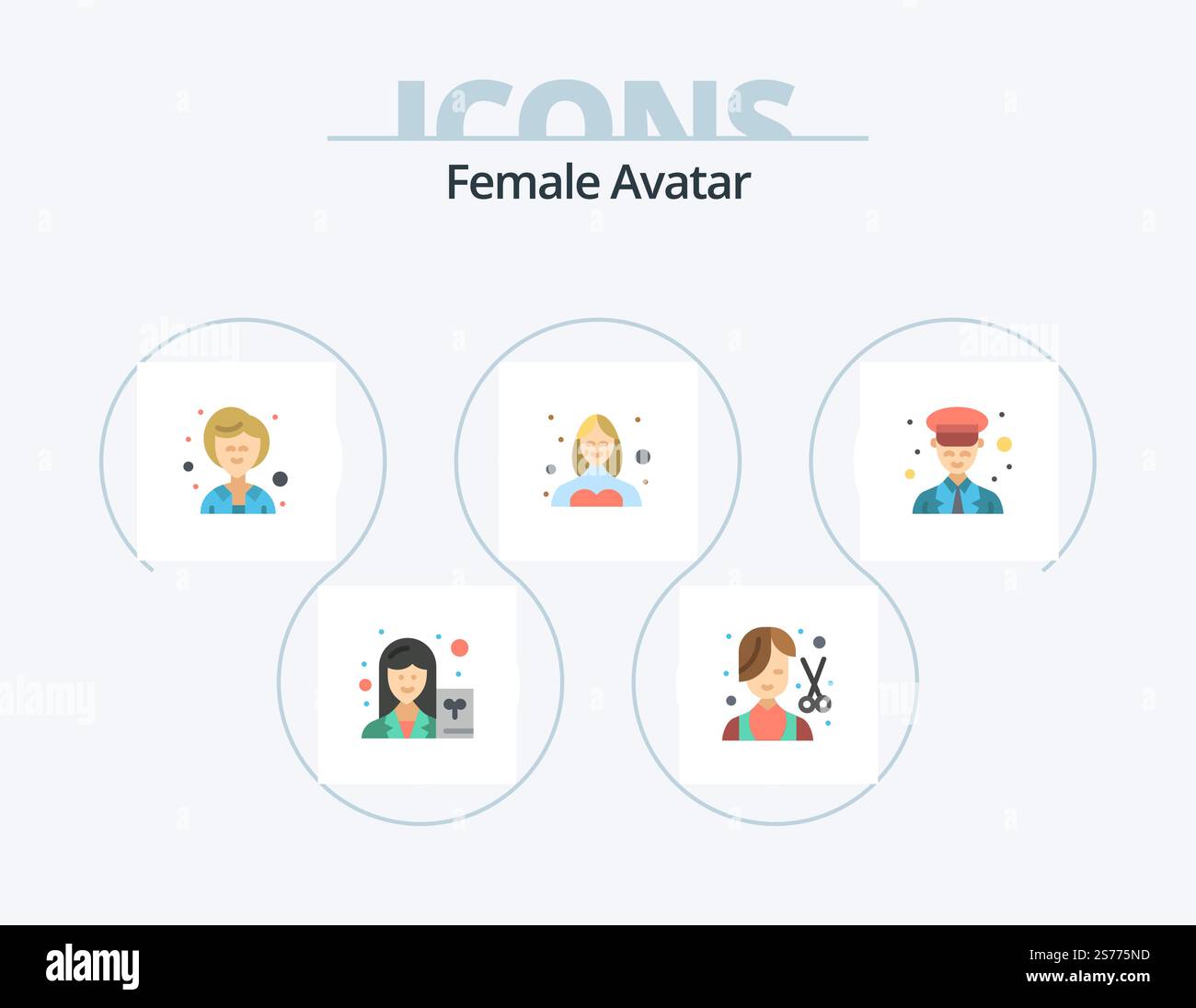 Female Avatar Flat Icon Pack 5 Icon Design. female. profile. grooming ...