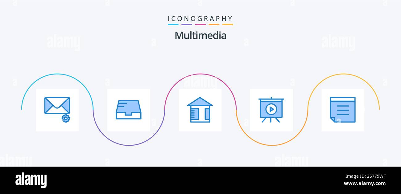 Multimedia Blue 5 Icon Pack Including . street. note Stock Vector Image ...