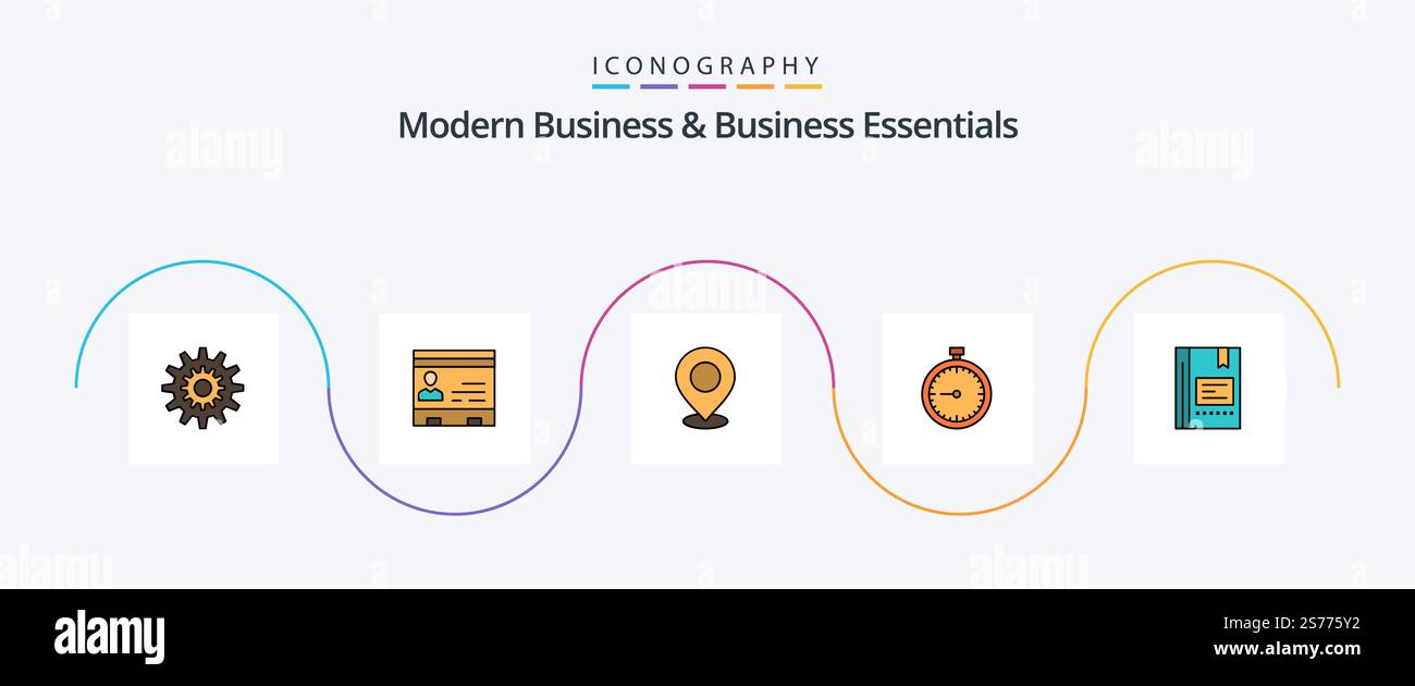 Modern Business And Business Essentials Line Filled Flat 5 Icon Pack ...