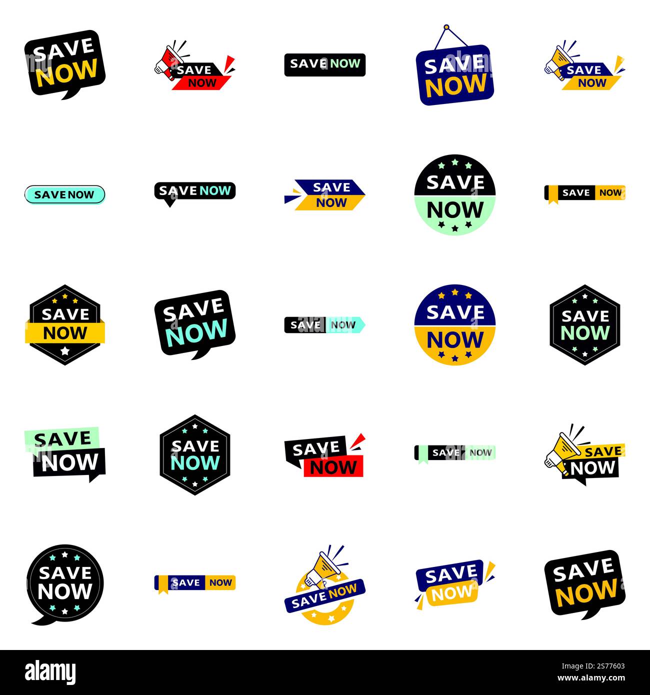 Save Now 25 Modern Typographic Elements for promoting savings in a ...