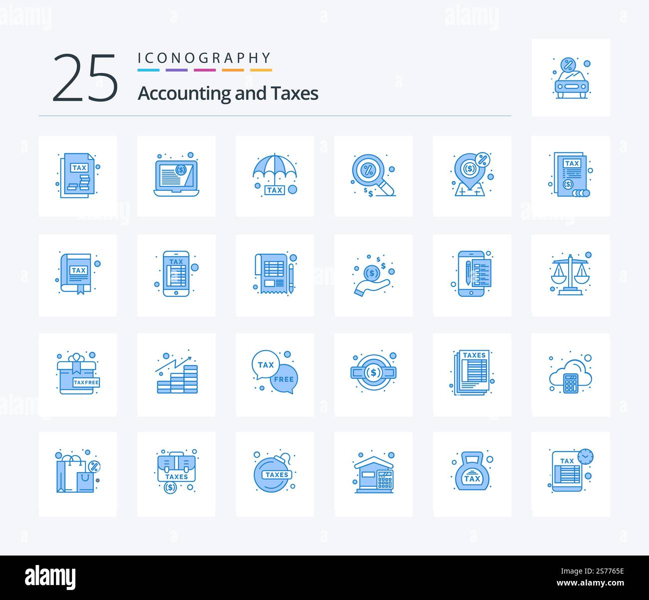 Taxes 25 Blue Color icon pack including money. dollar. payable. money. finance Stock Vector ...