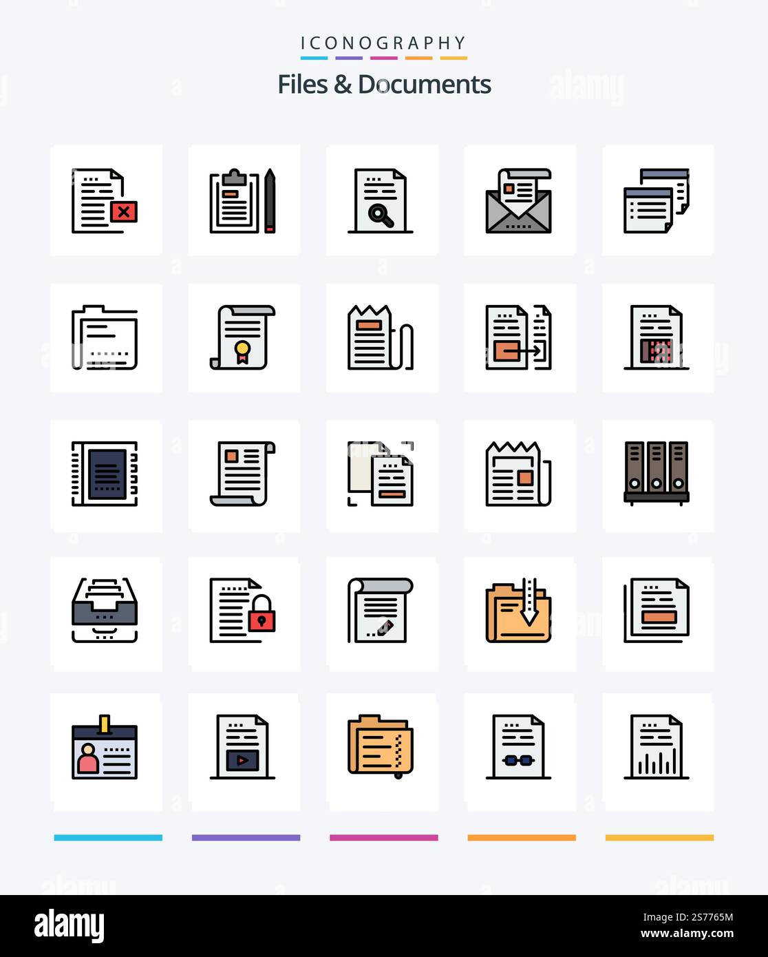 Creative Files And Documents 25 Line FIlled icon pack Such As email ...