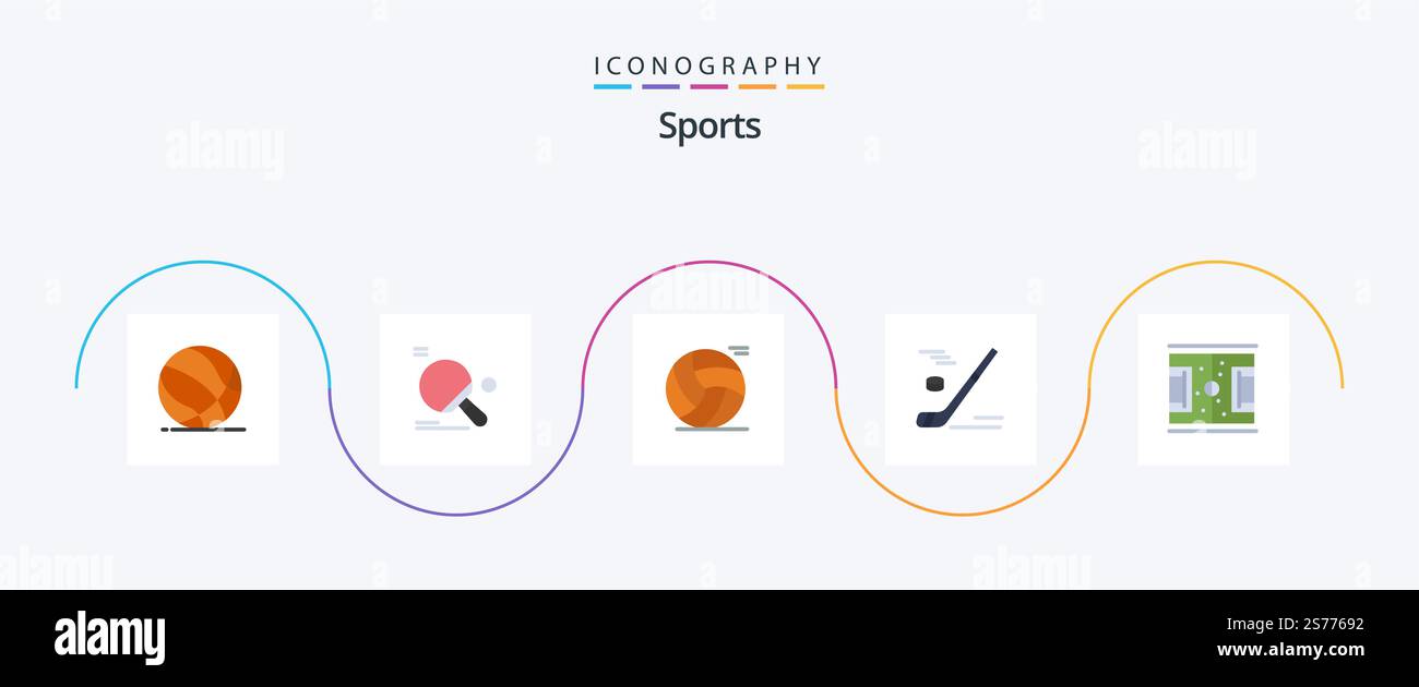 Sports Flat 5 Icon Pack Including snow. ice. ping pong. hockey. sport ...