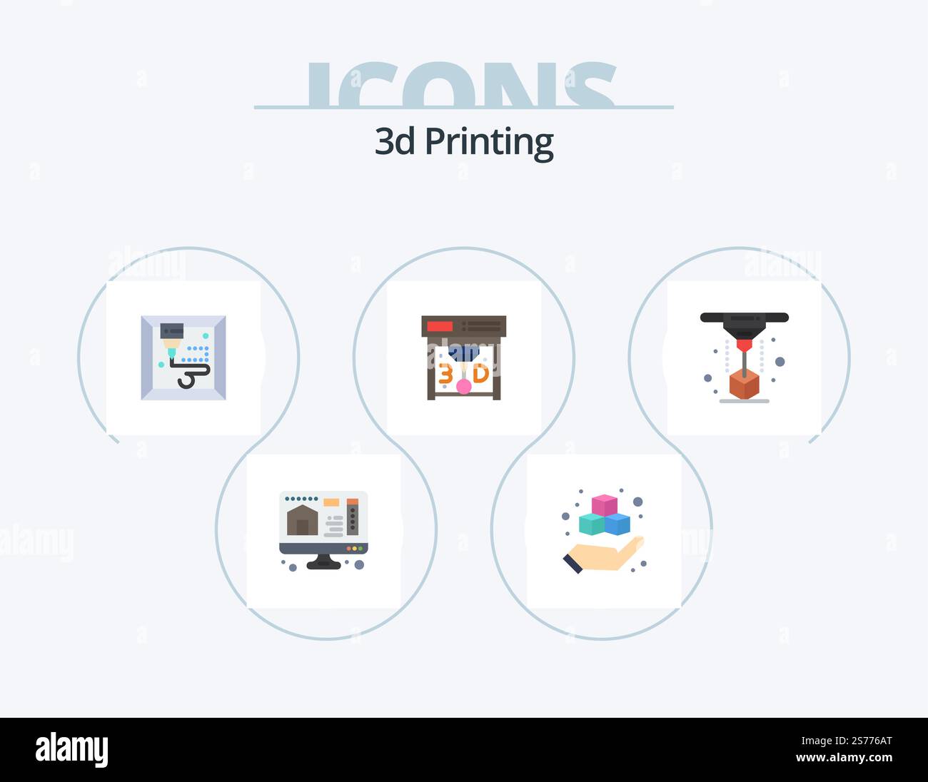 3d Printing Flat Icon Pack 5 Icon Design. printing. modeling. 3d. 3d ...