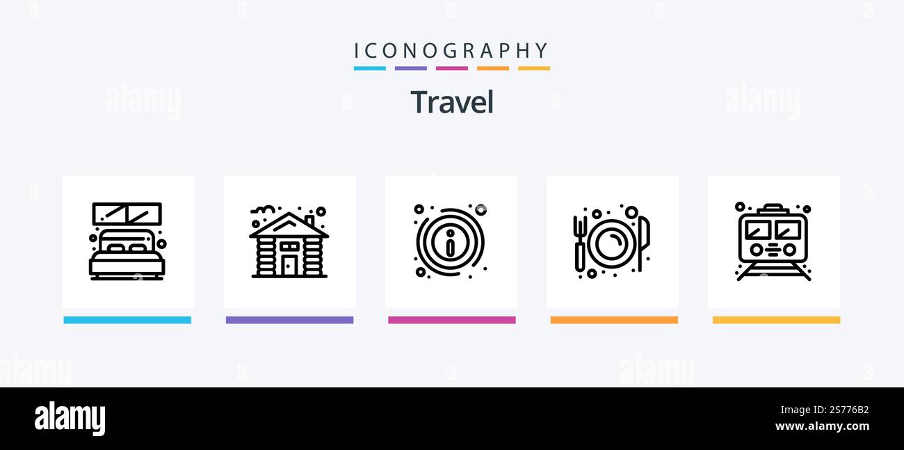 Travel Line 5 Icon Pack Including journey. flying. travel. balloon ...