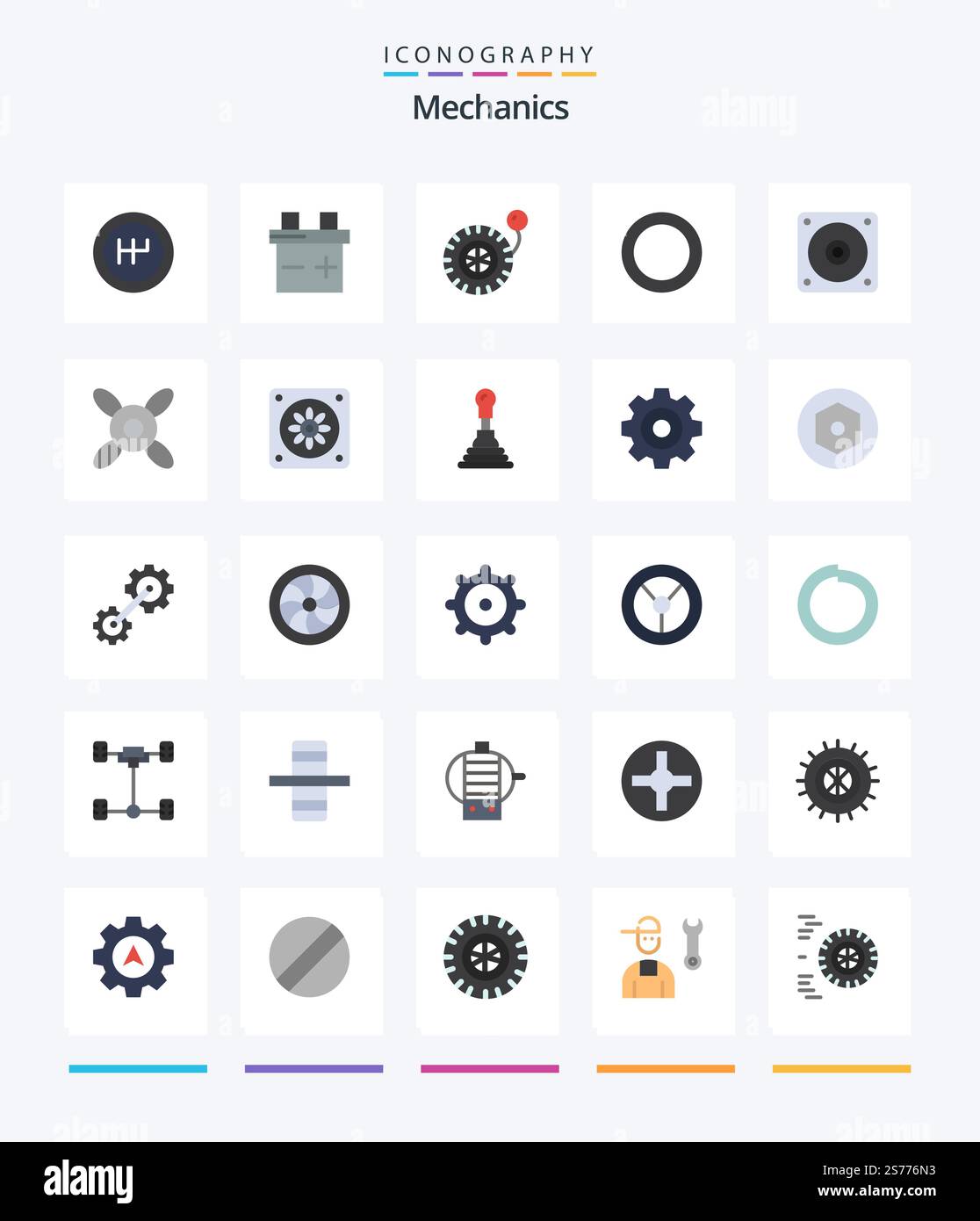 Creative Mechanics 25 Flat icon pack Such As gearbox. car. ring. fan ...