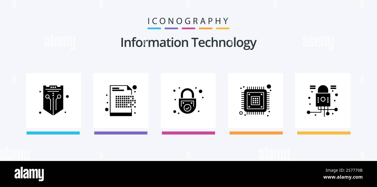 Information Technology Glyph 5 Icon Pack Including device. chip ...