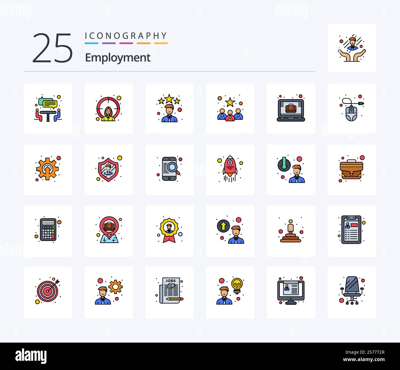 Employment 25 Line Filled icon pack including laptop. brief. employee ...