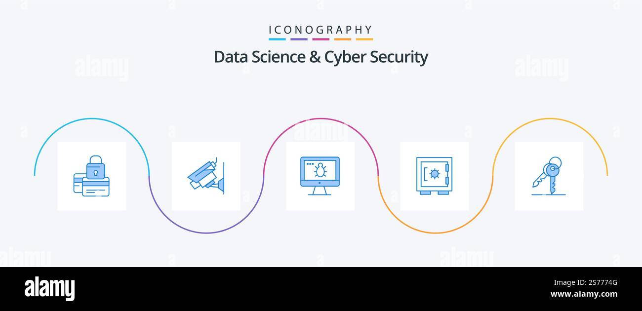 Data Science And Cyber Security Blue 5 Icon Pack Including secure ...