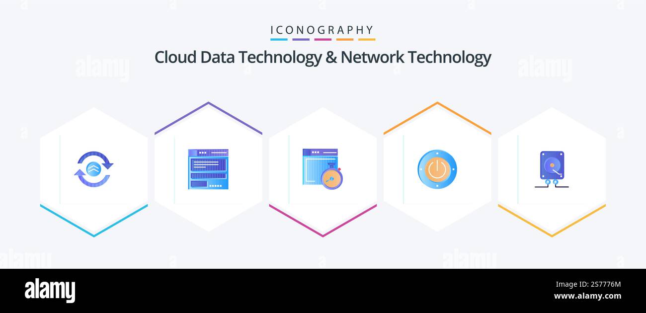 Cloud Data Technology And Network Technology 25 Flat icon pack ...