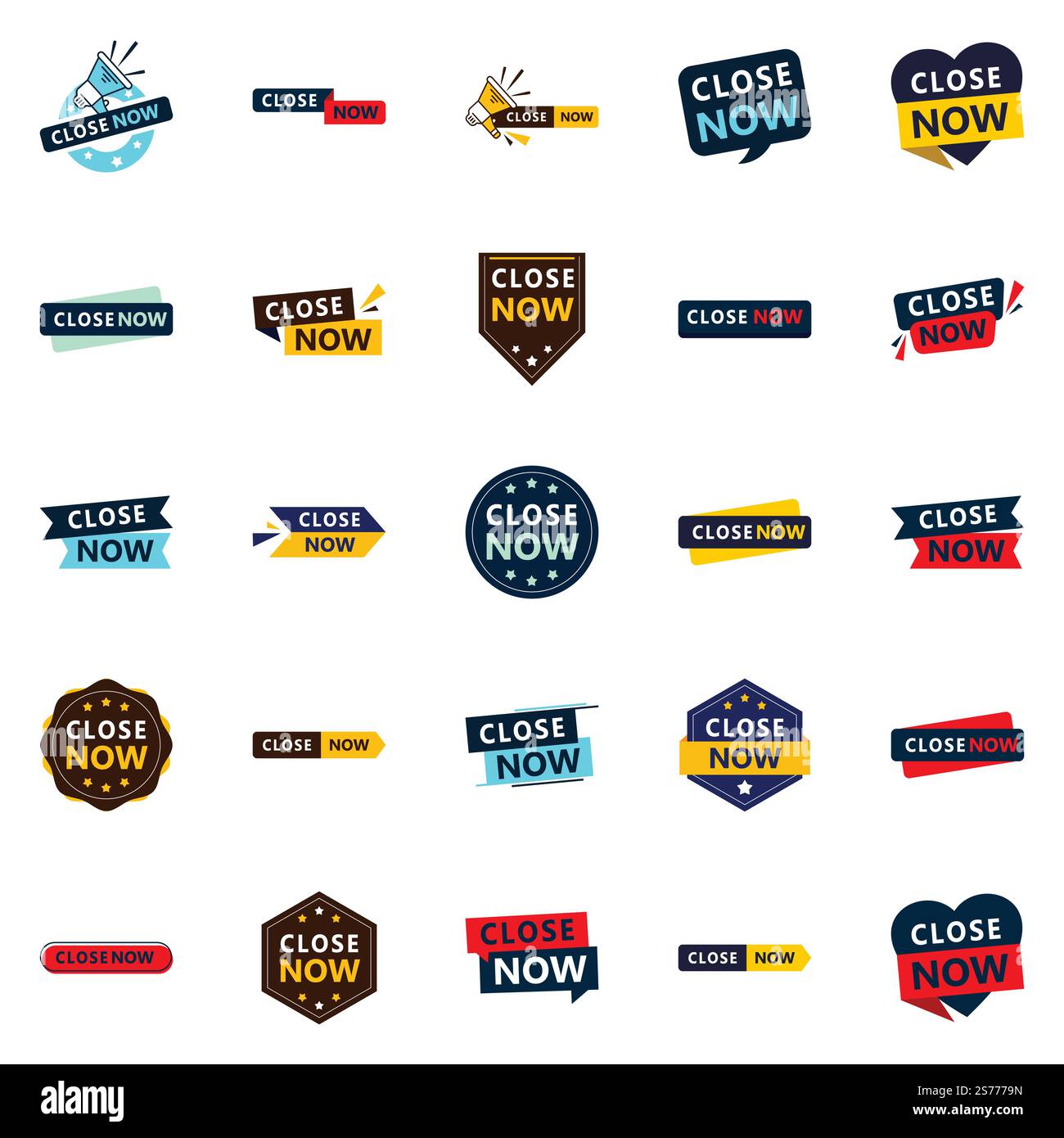 Close Now Text Banners Pack of 25 Stock Vector Image & Art - Alamy
