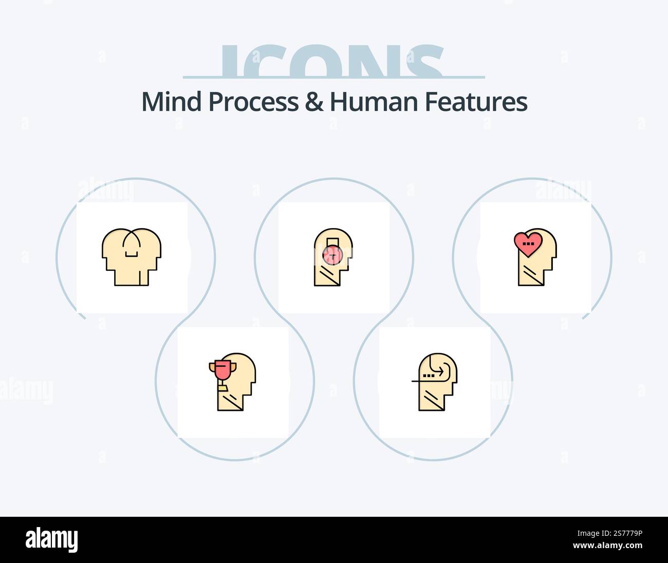 Mind Process And Human Features Line Filled Icon Pack 5 Icon Design ...