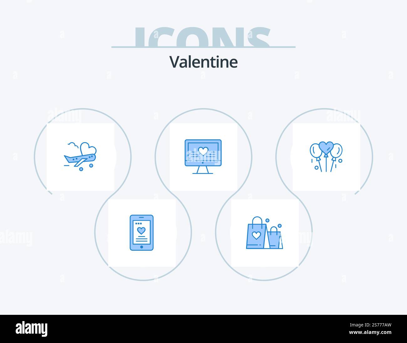 Valentine Blue Icon Pack 5 Icon Design. love. wedding. fly. heart ...