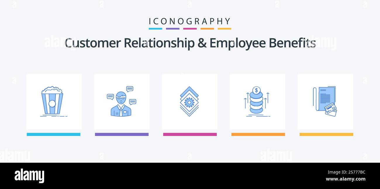 Customer Relationship And Employee Benefits Blue 5 Icon Pack Including ...