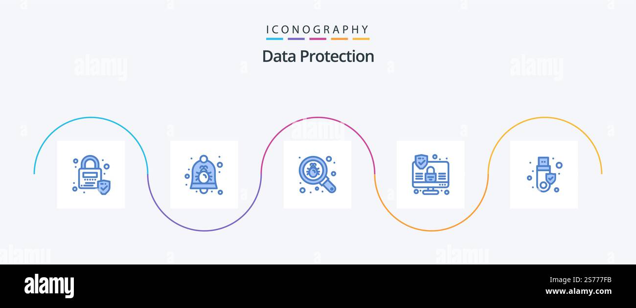 Data Protection Blue 5 Icon Pack Including token. security. bug ...