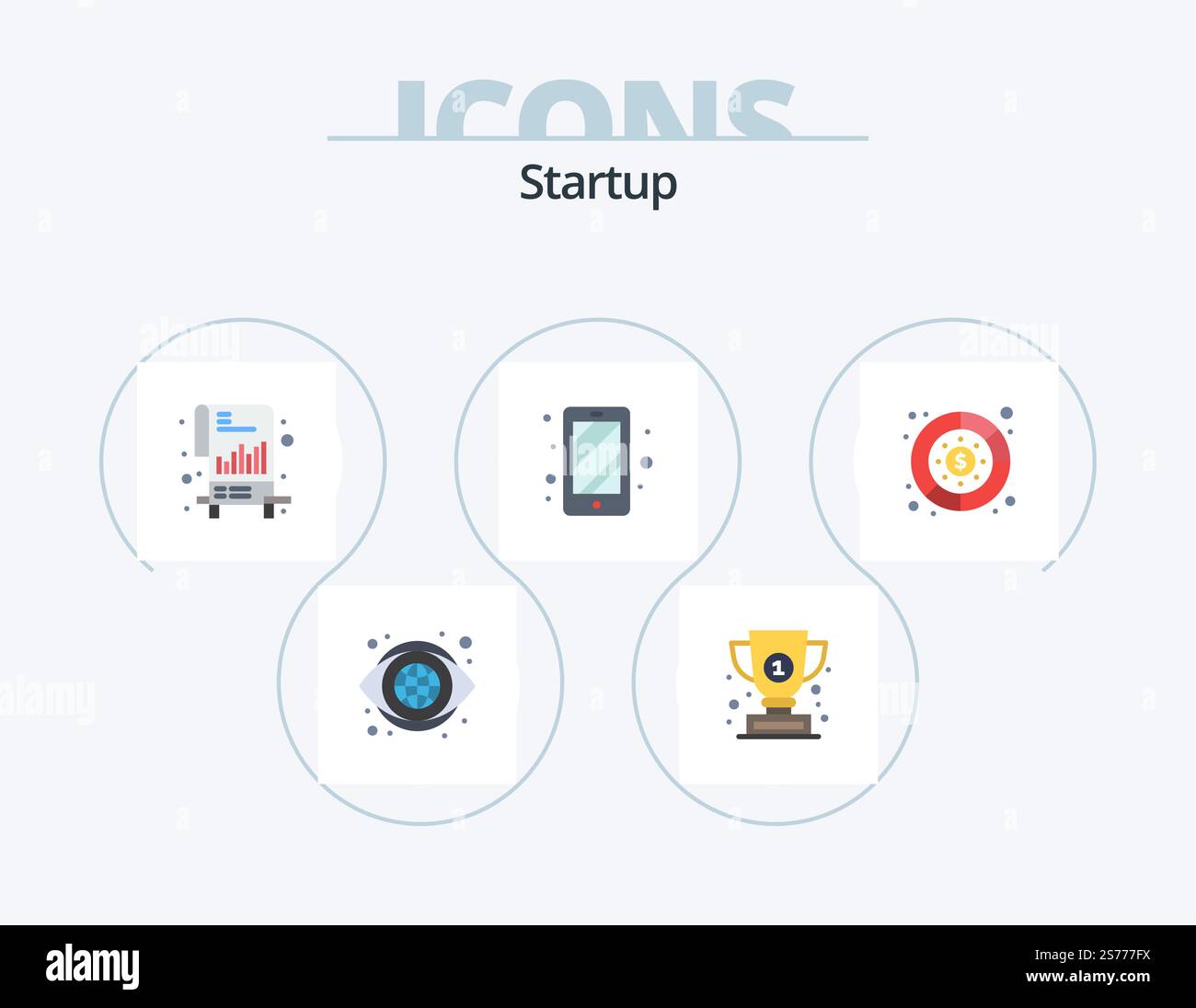 Startup Flat Icon Pack 5 Icon Design. management. diagram. chart ...