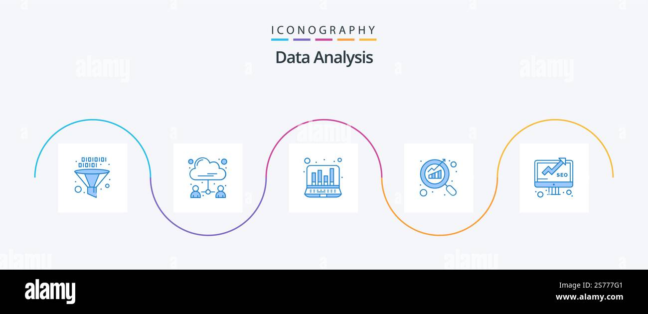 Data Analysis Blue 5 Icon Pack Including business. search. document ...