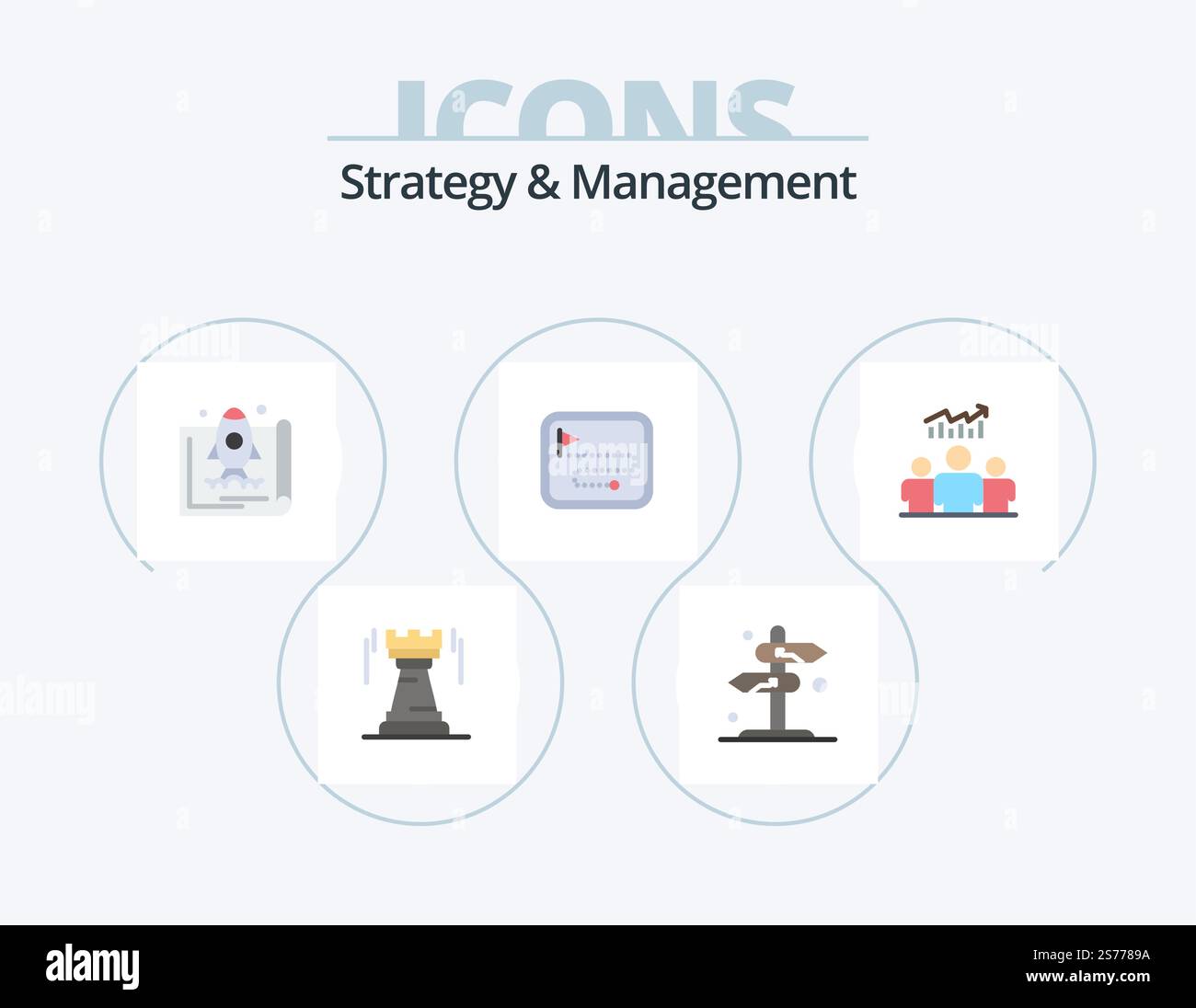 Strategy And Management Flat Icon Pack 5 Icon Design. direction route ...