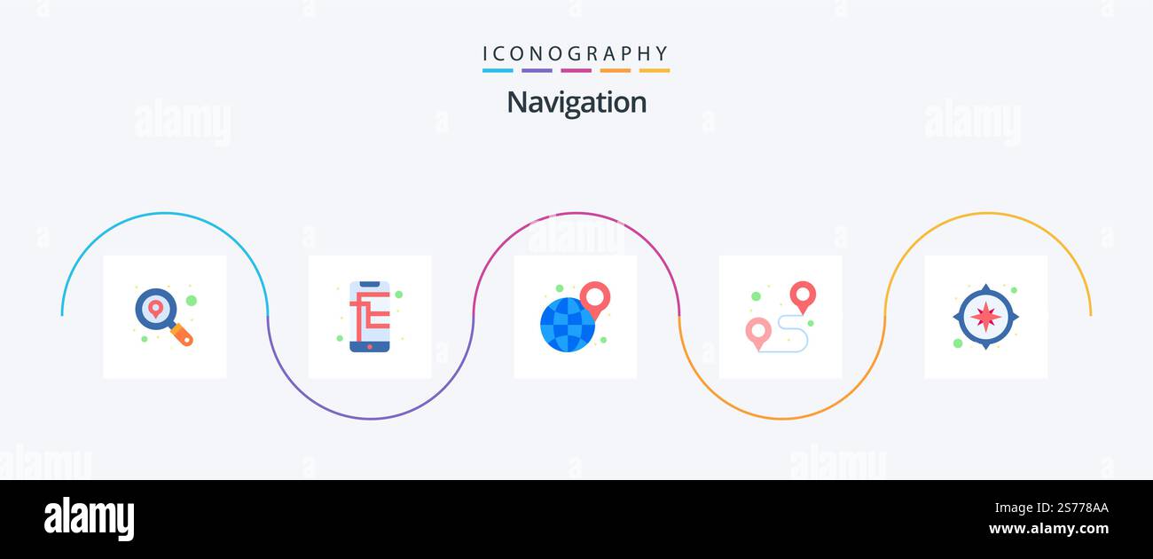 Navigation Flat 5 Icon Pack Including navigation. compass. location ...