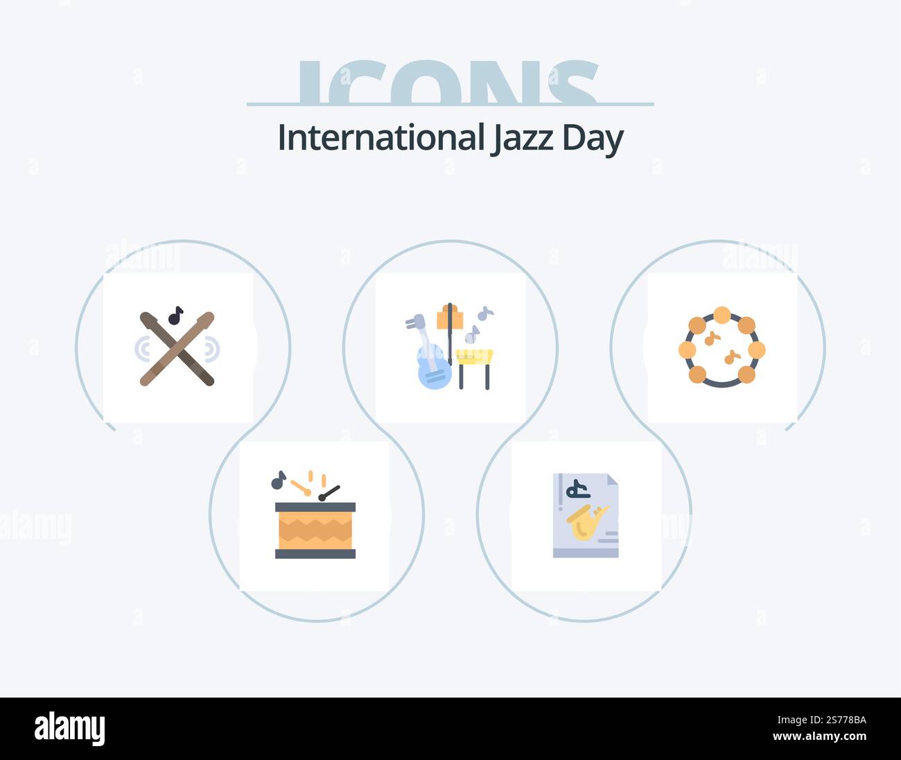 International Jazz Day Flat Icon Pack 5 Icon Design. . . saxophone ...