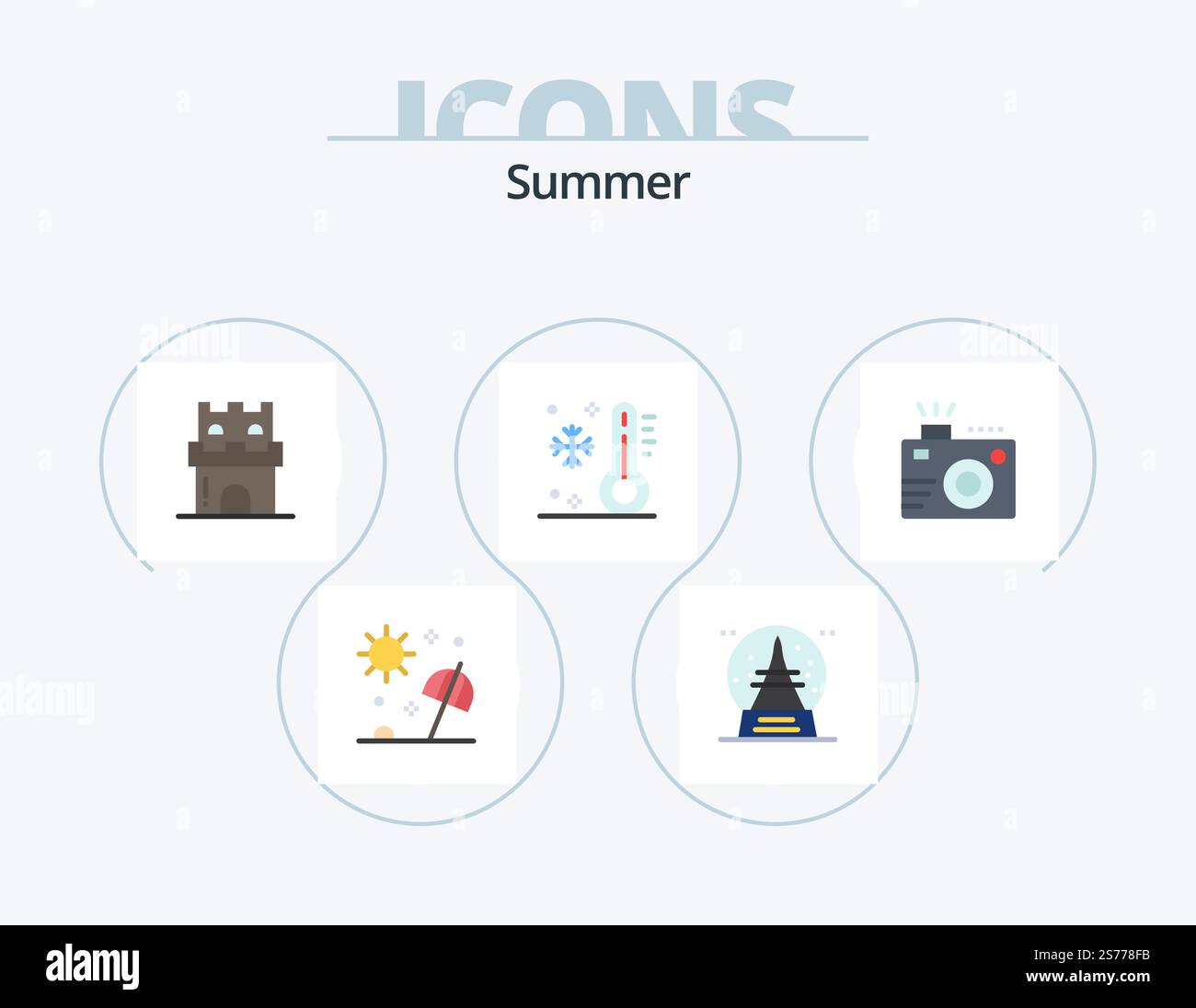 Summer Flat Icon Pack 5 Icon Design. temperature. low. vacation ...