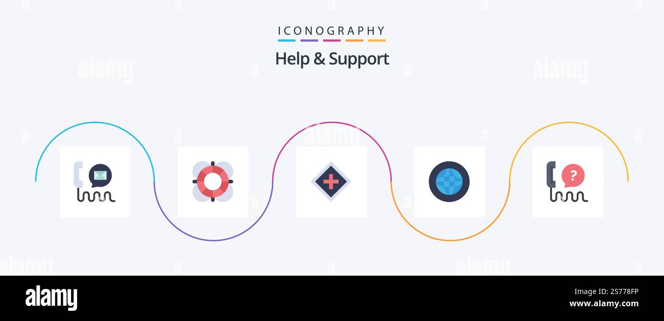 Help And Support Flat 5 Icon Pack Including global. center. outline ...