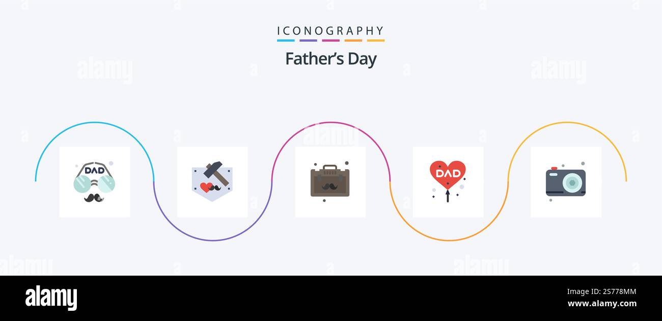 Fathers Day Flat 5 Icon Pack Including love. father. mustache. dad ...