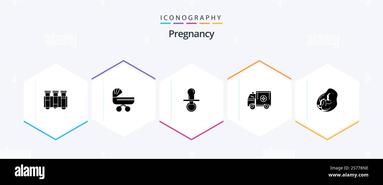 Pregnancy 25 Glyph icon pack including truck. kids. push. pacifier ...